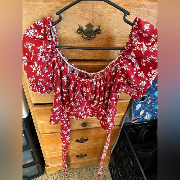 Tops | Small Red Cropped Top Not Sure What Brand | Poshmark